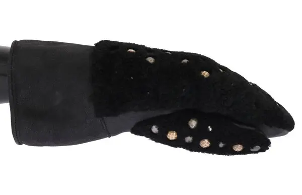 Dolce & Gabbana Leather Shearling Gloves - Black