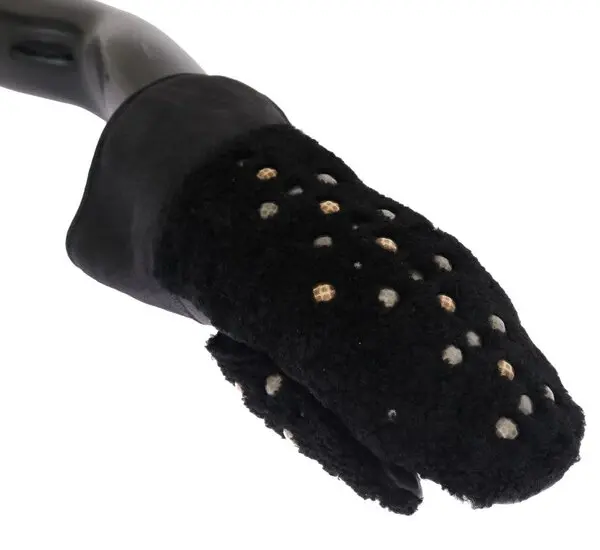 Dolce & Gabbana Leather Shearling Gloves - Black