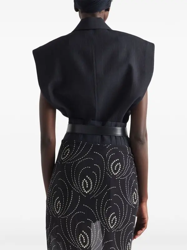 Prada Sleeveless Wool Blazer - Navy
