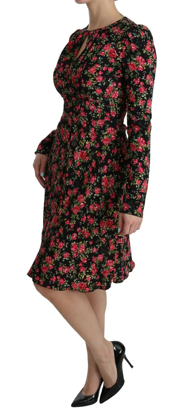 Dolce & Gabbana Floral Print Long Sleeve Knee Length Dress
