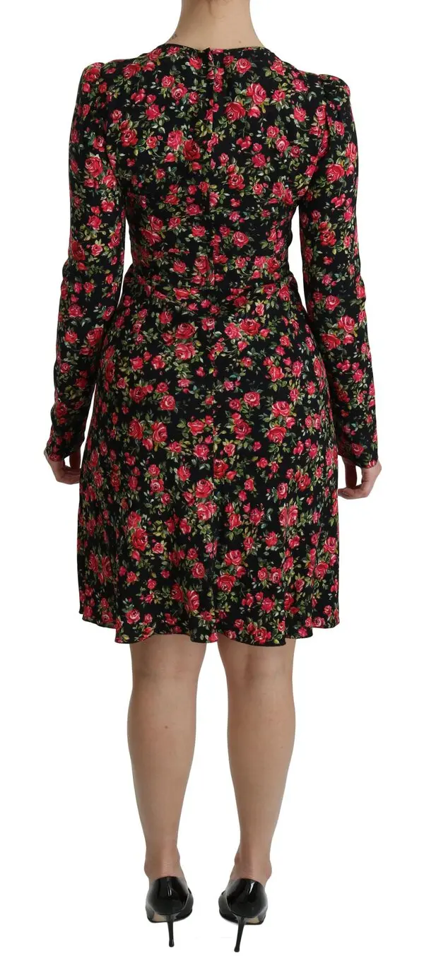 Dolce & Gabbana Floral Print Long Sleeve Knee Length Dress
