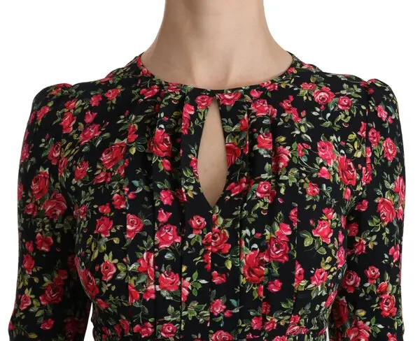 Dolce & Gabbana Floral Print Long Sleeve Knee Length Dress
