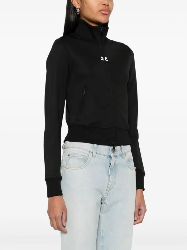 COURREGES Logo-patch Zip-up Sweatshirt - Sand