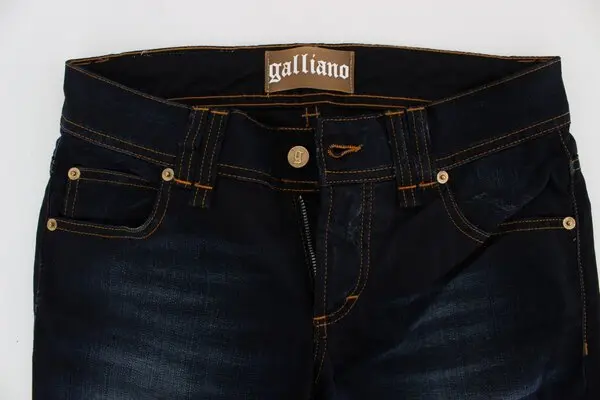 John Galliano Wash Cotton Slim Fit Jeans - Blue