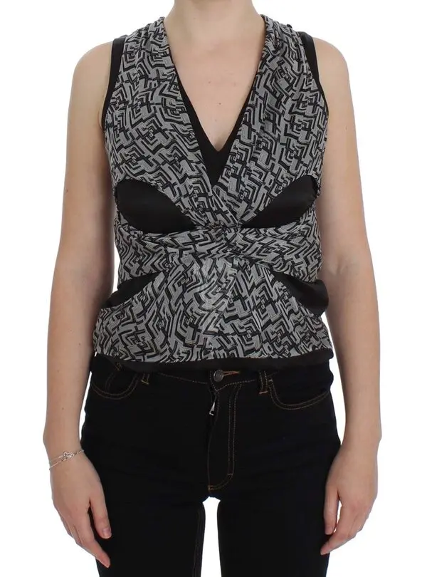 Karl Lagerfeld Black Silk Blouse Top