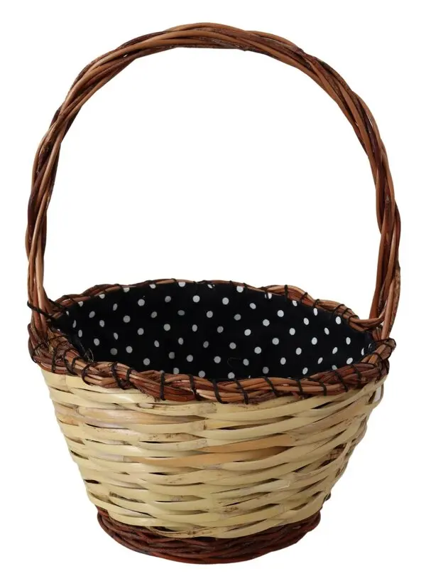 Dolce & Gabbana Wood Wicker Rattan Basket Tote Bag