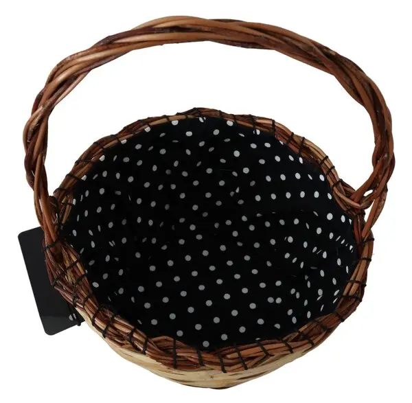 Dolce & Gabbana Wood Wicker Rattan Basket Tote Bag