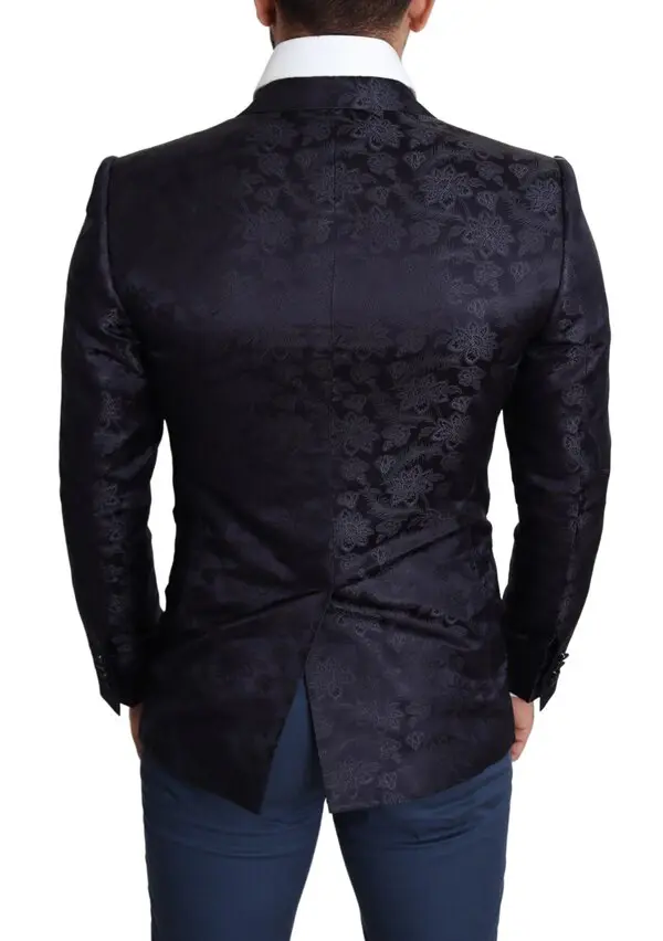 Dolce & Gabbana Floral Jacquard Silk Coat Martini Blazer