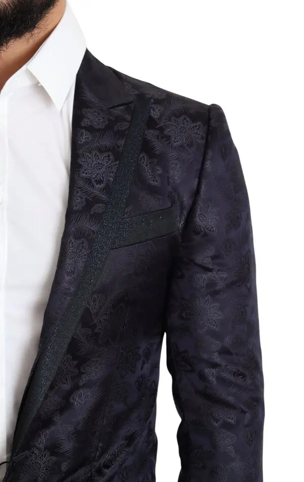 Dolce & Gabbana Floral Jacquard Silk Coat Martini Blazer