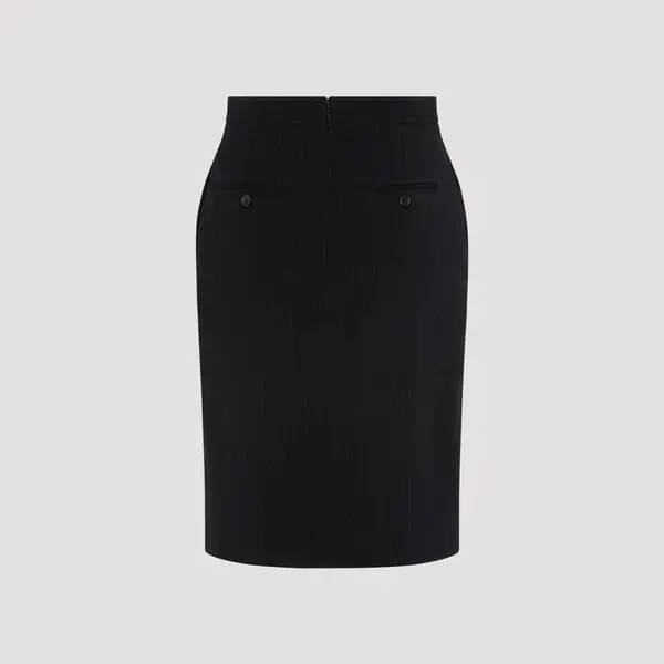 Saint Laurent Virgin Wool Midi Skirt