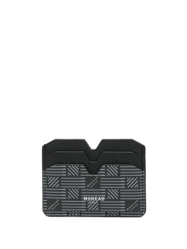 Moreau Logo-stamp Leather Card Holder - Nero