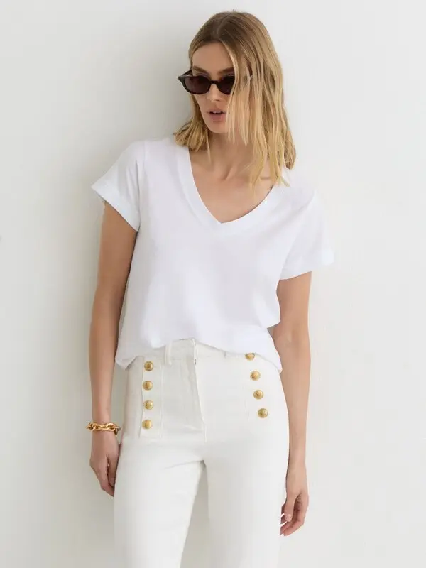 REISS Athena High-rise Flared Jeans - White