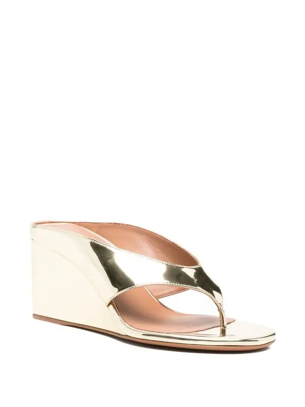 Alaïa Metallic Wedge Thong Mules - Gold