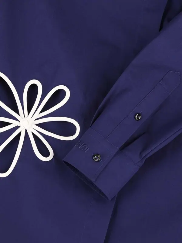 Fendi Embroidered Cotton Shirt - Blue