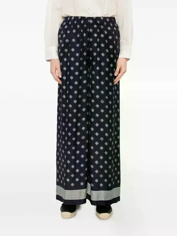 BODE Diamond-print Palazzo Pants - Blue