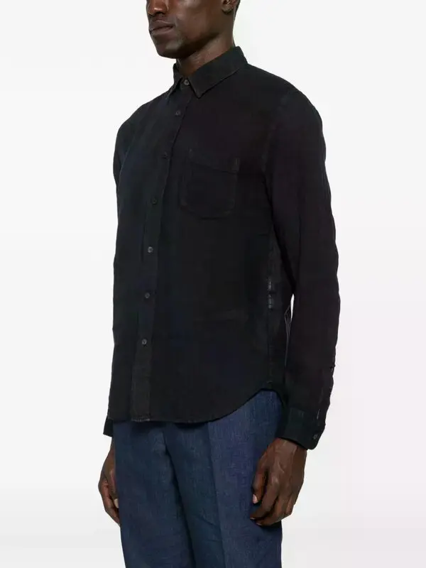 120% Lino Contrast-stitch Pocket Shirt