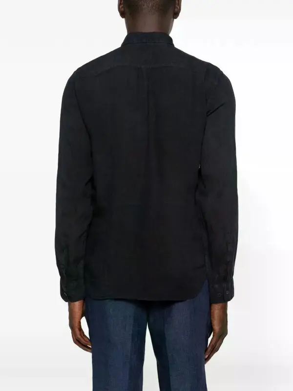 120% Lino Contrast-stitch Pocket Shirt
