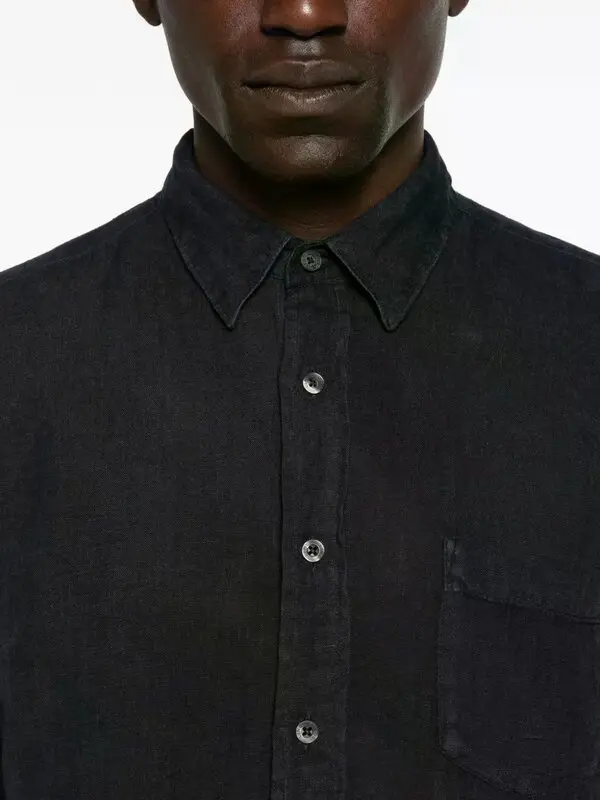 120% Lino Contrast-stitch Pocket Shirt