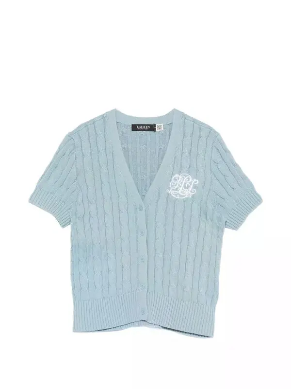 Ralph Lauren Cable-knit Logo-embroidered Cardigan - Blue