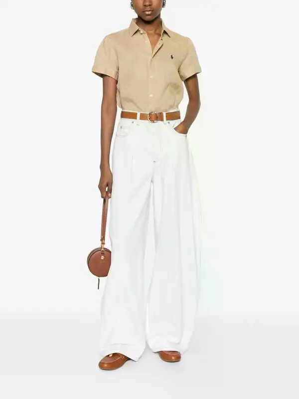 Polo Ralph Lauren Embroidered-logo Short-sleeve Shirt - Neutrals