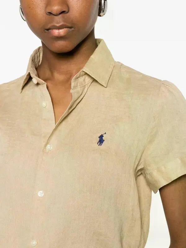Polo Ralph Lauren Embroidered-logo Short-sleeve Shirt - Neutrals
