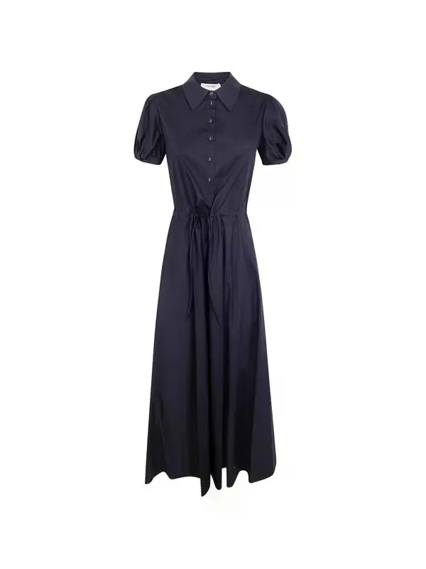 TWINSET Drawstring Puff-sleeve Midi Dress - Black