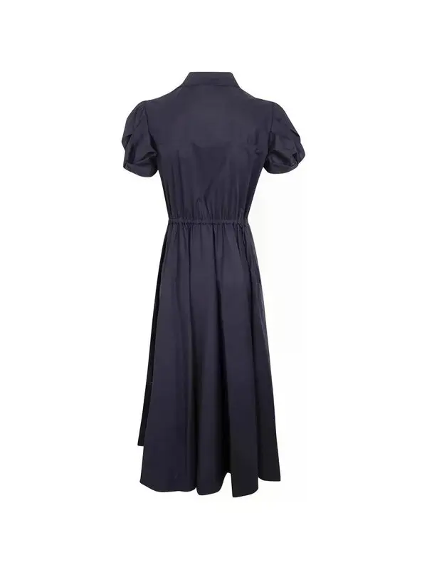 TWINSET Drawstring Puff-sleeve Midi Dress - Black