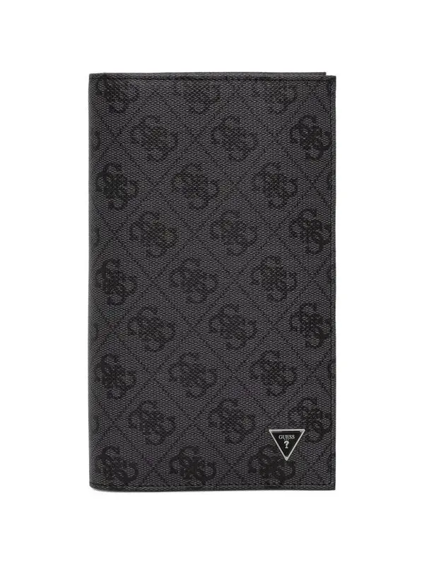 Guess Monogram-pattern Logo-plaque Leather Passport Holder - Grey
