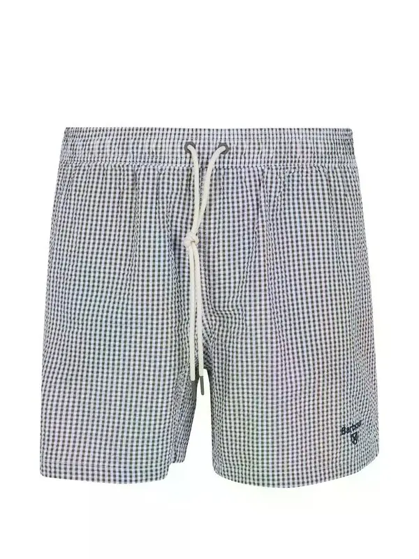 Barbour Gingham Seersucker Swim Shorts - Green