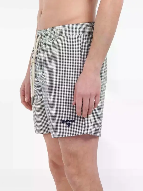Barbour Gingham Seersucker Swim Shorts - Green
