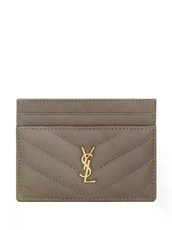 Saint Laurent Cassandre Quilted Card Holder - Grey