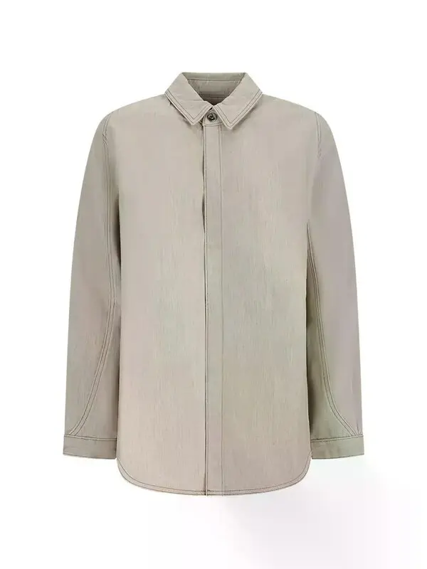 Jacquemus Amelo De-nîmes Logo-embroidered Denim Shirt - Neutrals
