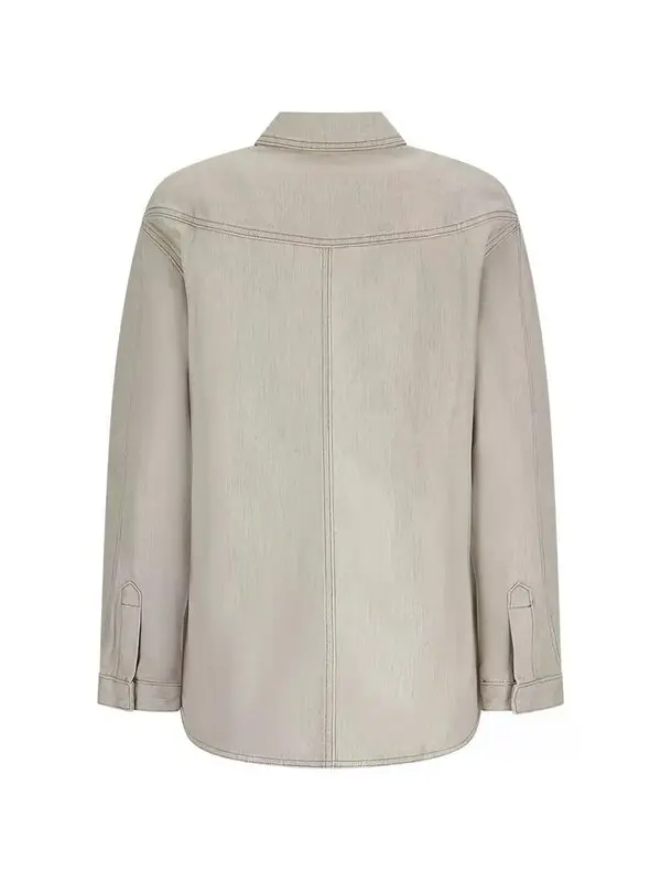 Jacquemus Amelo De-nîmes Logo-embroidered Denim Shirt - Neutrals
