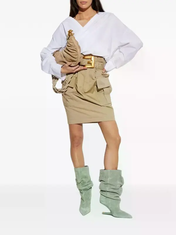 Balmain Wrap-design Cotton Blouse