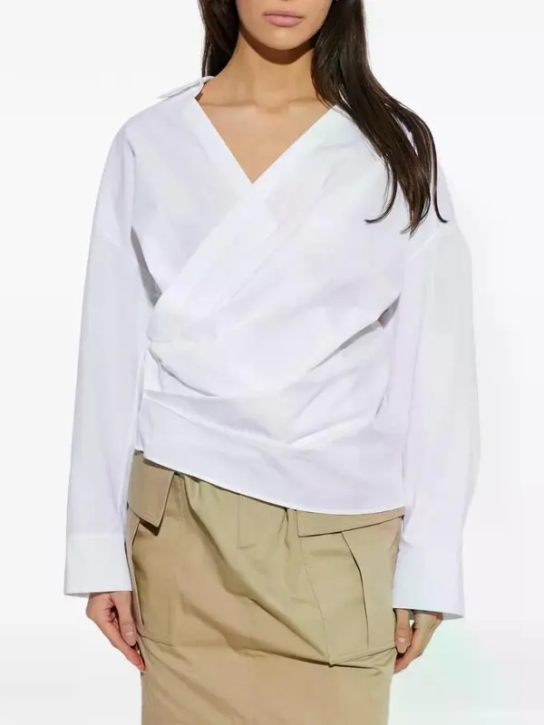 Balmain Wrap-design Cotton Blouse