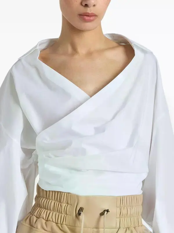 Balmain Wrap-design Cotton Blouse