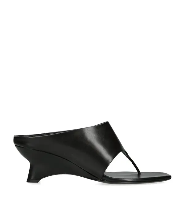 Khaite Leather Marlow Heeled Mules - Black