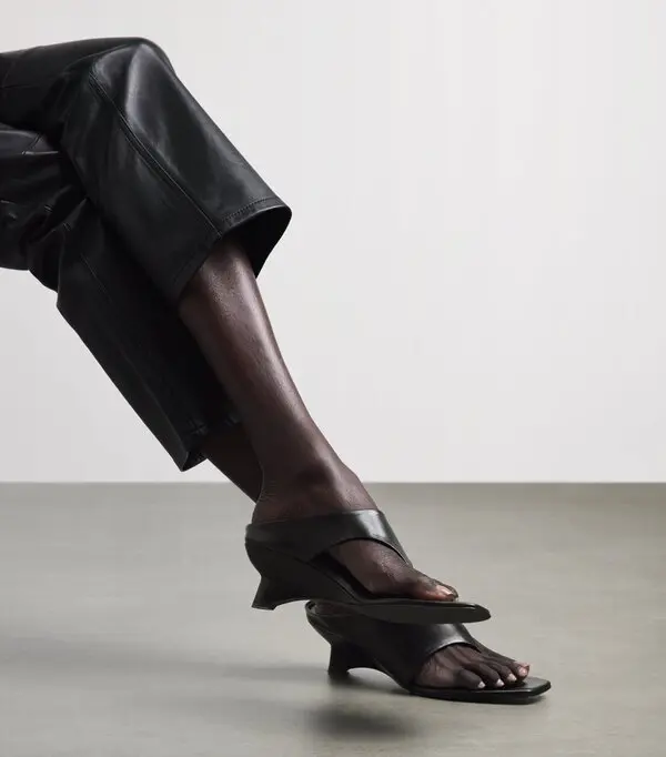Khaite Leather Marlow Heeled Mules - Black