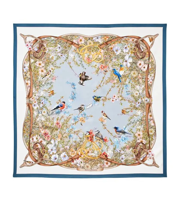 ASPINAL OF LONDON Silk Edwardian Garden Scarf - Blue