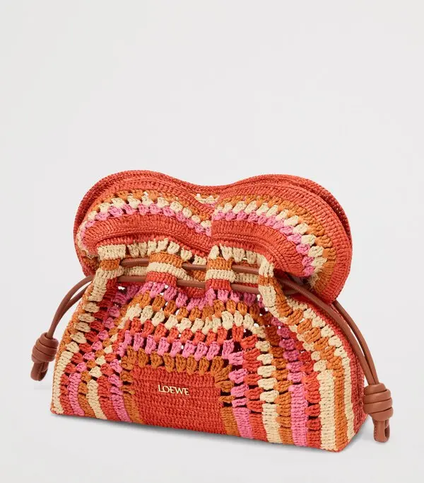 Loewe X Paula's Ibiza Medium Raffia Flamenco Clutch Bag - Orange