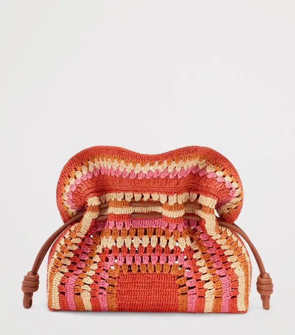 Loewe X Paula's Ibiza Medium Raffia Flamenco Clutch Bag - Orange