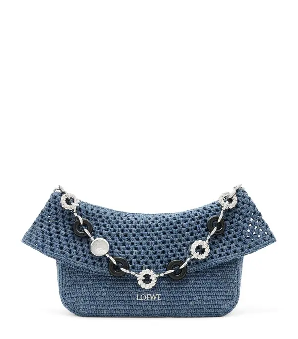 Loewe X Paula's Ibiza Medium Crochet Ola Shoulder Bag - Blue