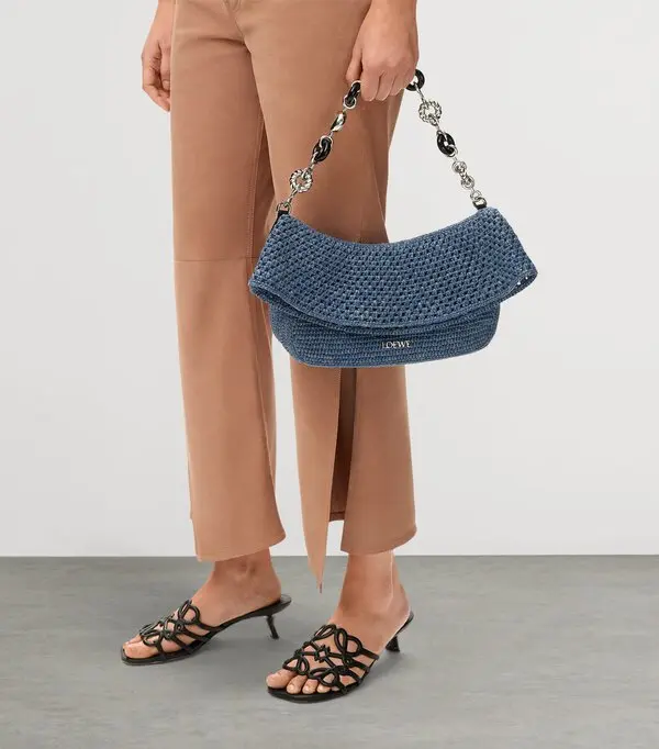 Loewe X Paula's Ibiza Medium Crochet Ola Shoulder Bag - Blue