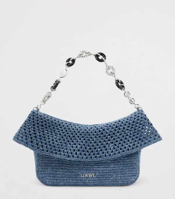Loewe X Paula's Ibiza Medium Crochet Ola Shoulder Bag - Blue