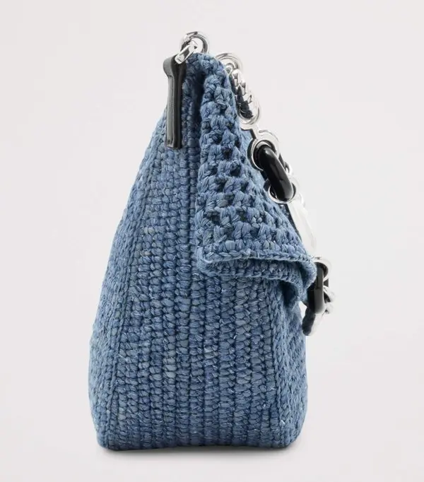 Loewe X Paula's Ibiza Medium Crochet Ola Shoulder Bag - Blue