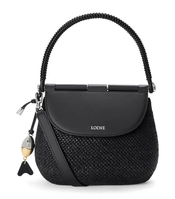 Loewe X Paula’s Ibiza Medium Raffia Pescador Top-handle Bag - Black