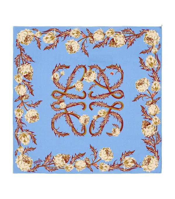 Loewe X Paula's Ibiza Silk Anagram Scarf - Blue