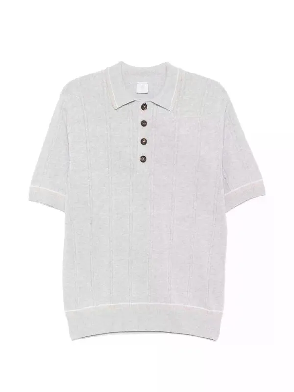 Eleventy Cable-knit Short-sleeve Polo Shirt