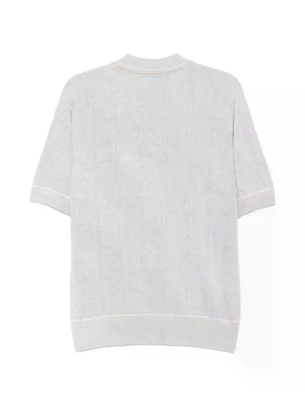 Eleventy Cable-knit Short-sleeve Polo Shirt