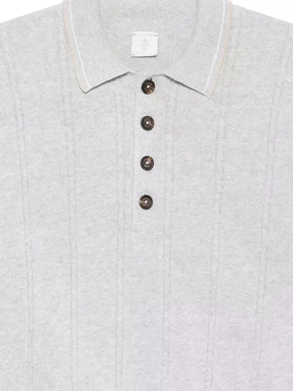 Eleventy Cable-knit Short-sleeve Polo Shirt
